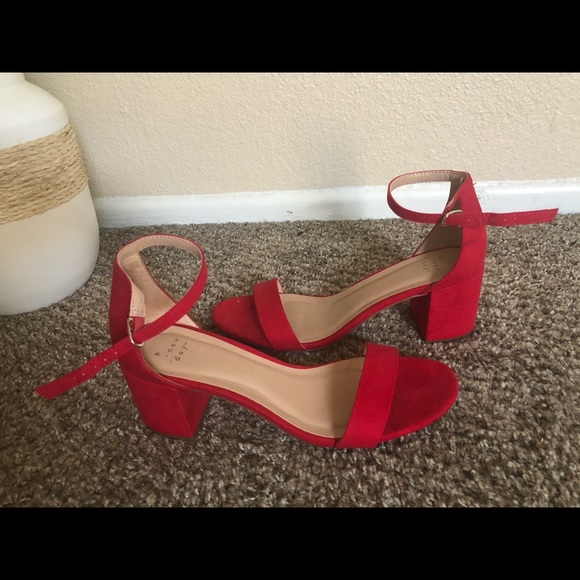 Shoes | New Red Block Heel Sandals | Poshmark